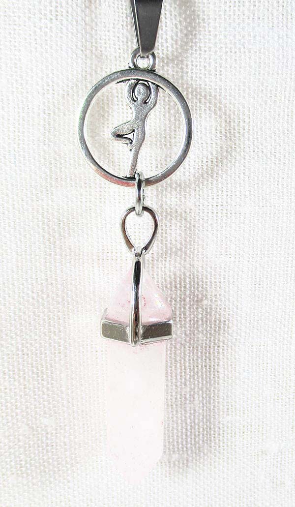 Yoga Pose Rose Quartz Pendant (ID:35998) | Crystals Online